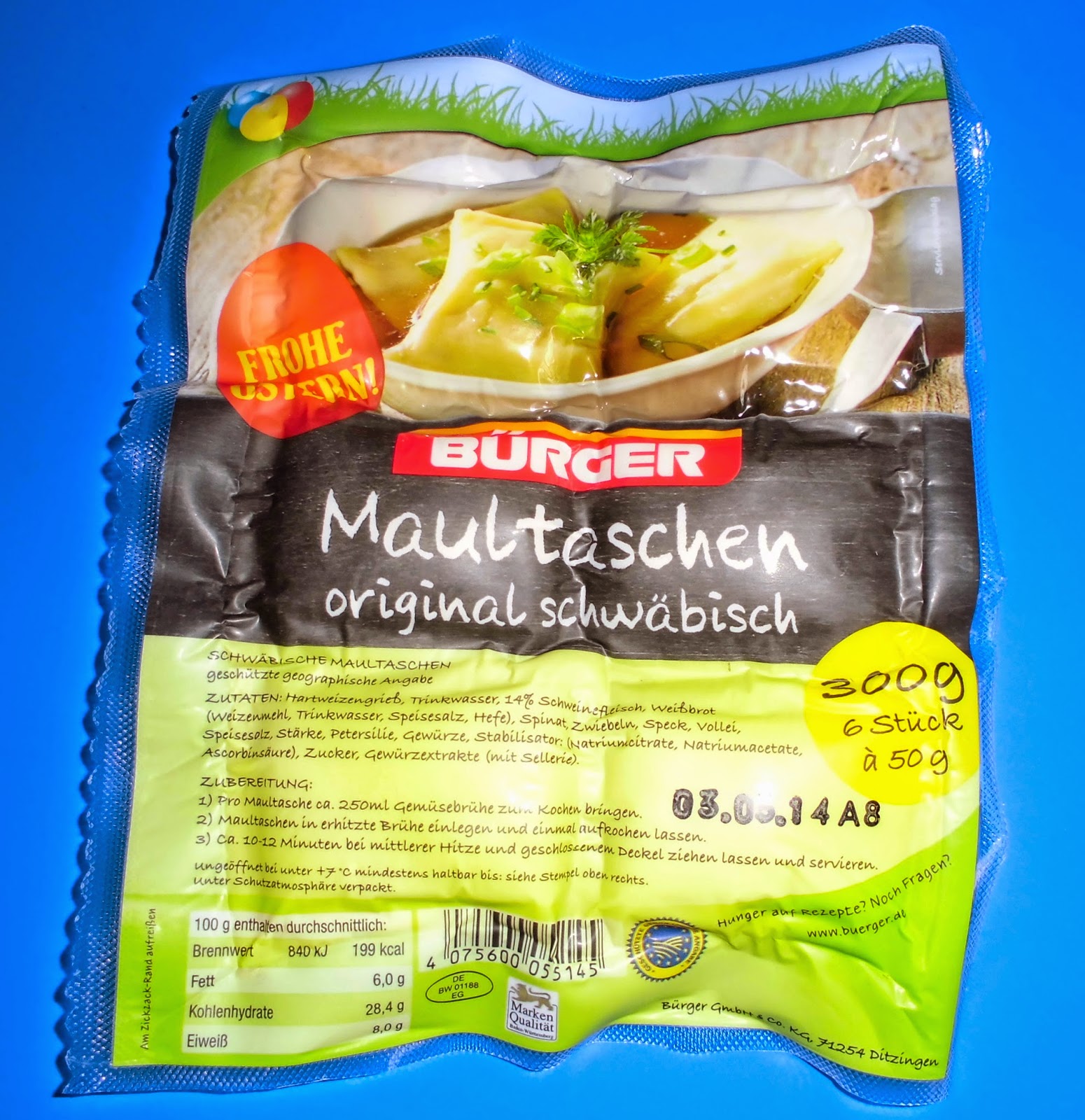 Produkttestseite von Heike: Produkttest : Maultaschen von Bürger