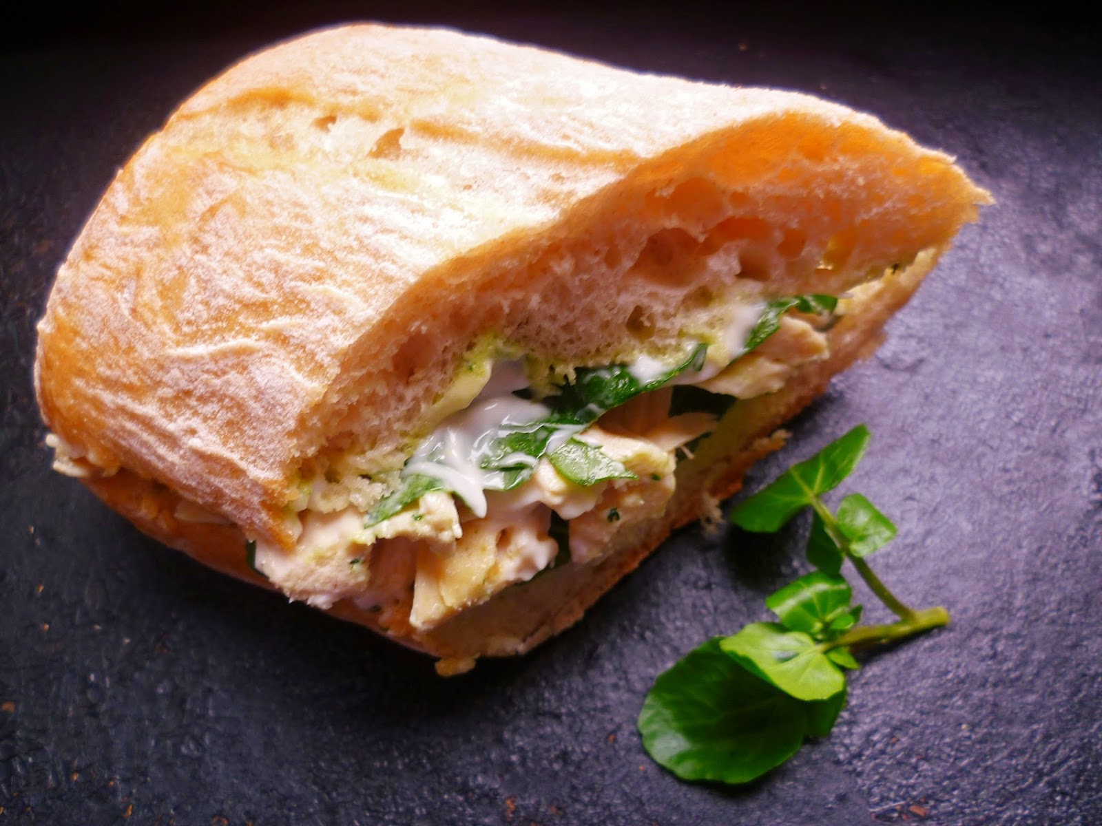 Marmaduke Scarlet: roast chicken, watercress and nut sandwich