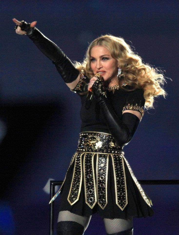 Madonna into the stage for her half-time performance at the 46th Super ...