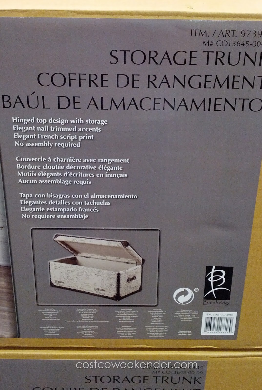 Bainbridge Home Avril Fabric Storage Trunk | Costco Weekender