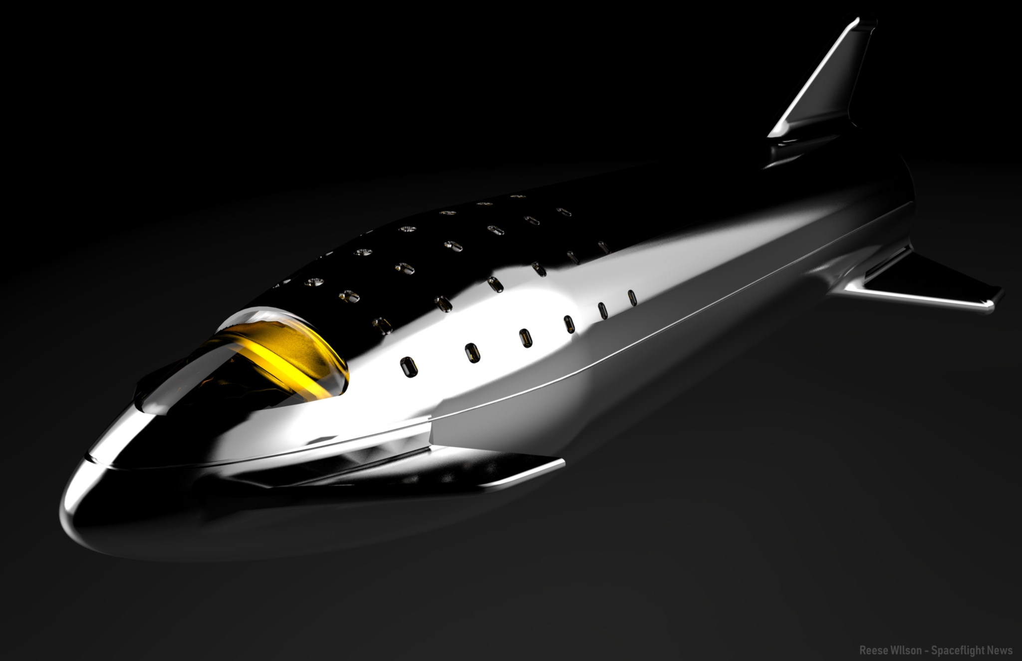 Renders of SpaceX stainless steel Starship by Reese Wilson | human Mars