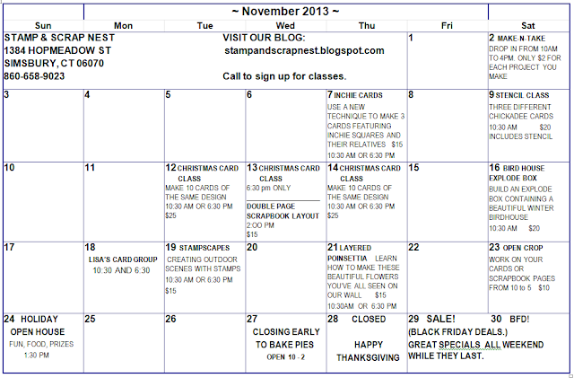 News From the Nest: November Schedule