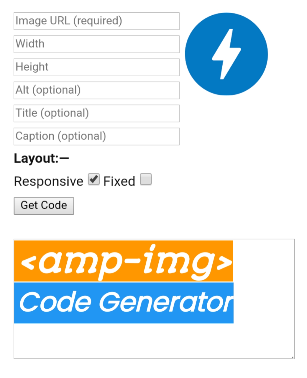 amp-img Generator Online Tool