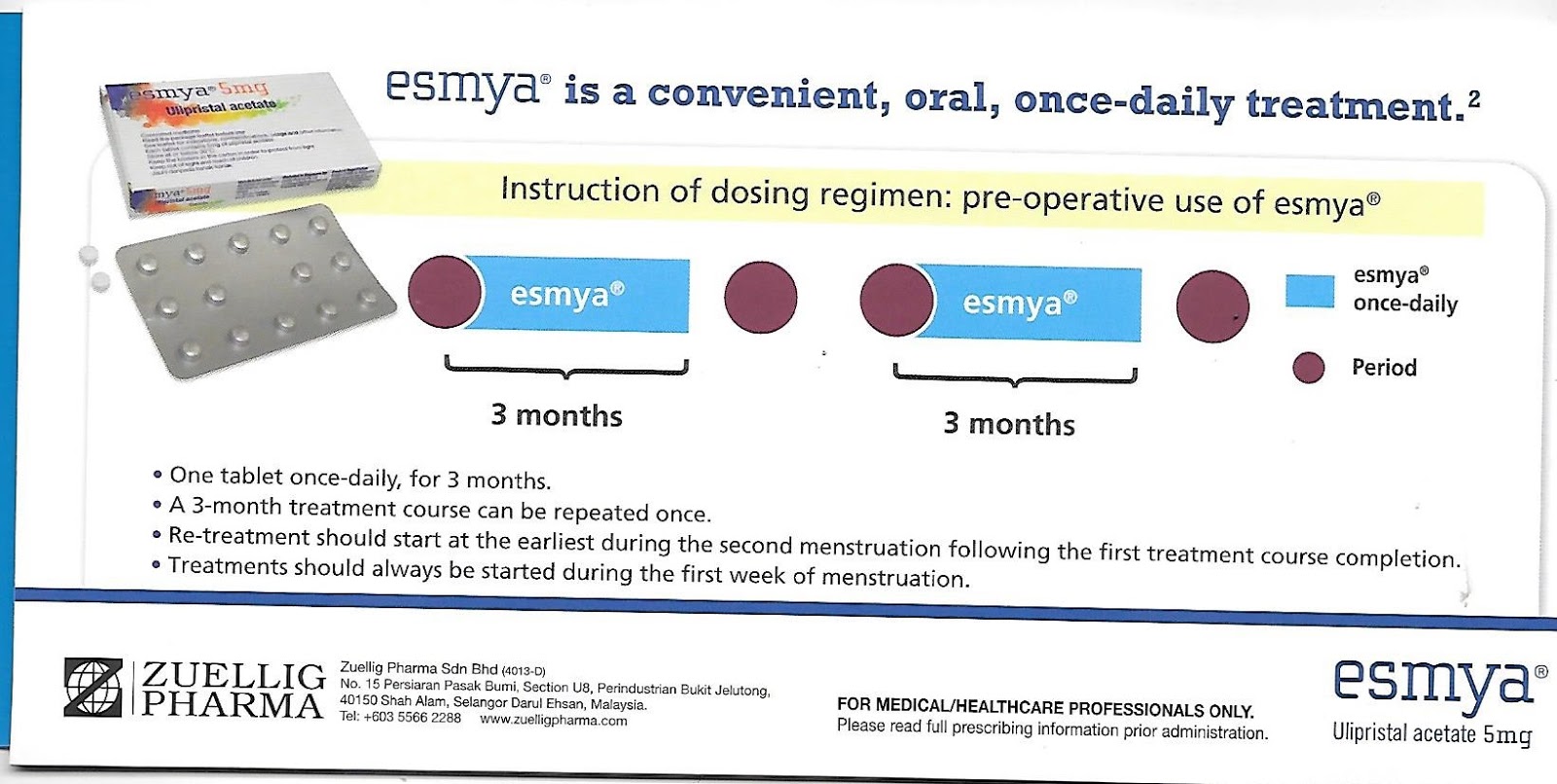 EMSYA for uterine fibroids (子宫肌瘤) is now available.