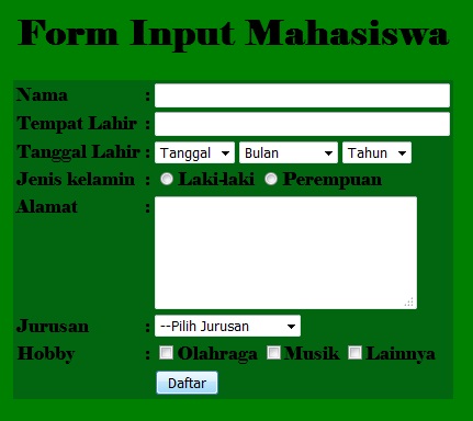 Cara Membuat Form Input dan Ouput Mahasiswa