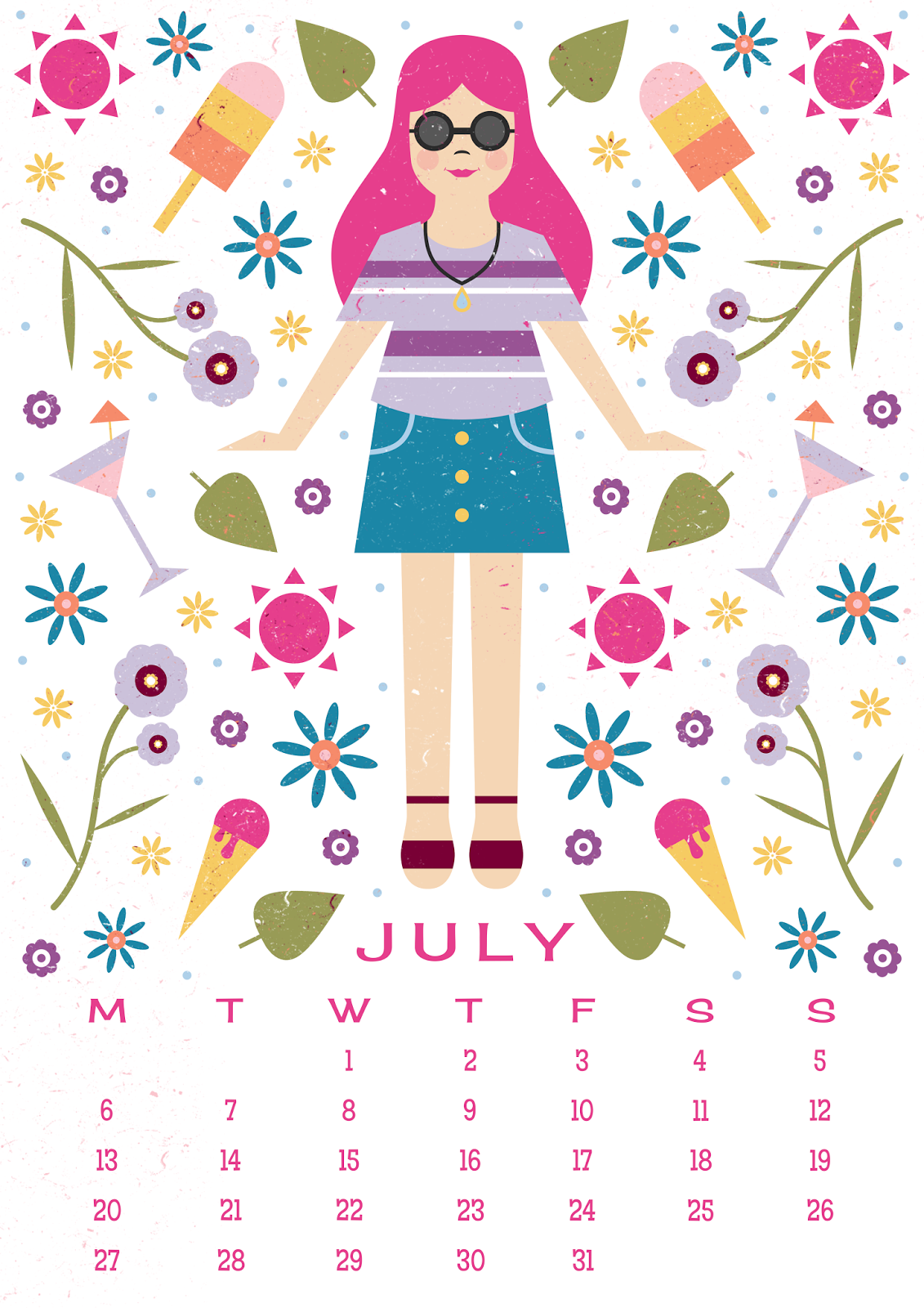 Carly Watts Art & Illustration: Free Printable: July Calendar