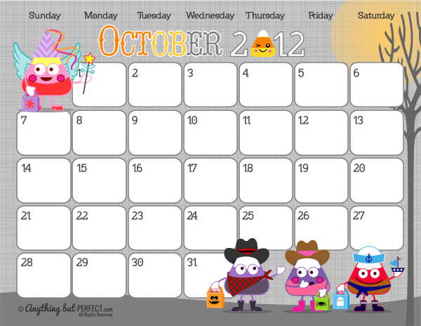 Butterfly Kisses of Love: Free Cute October Calendar!!