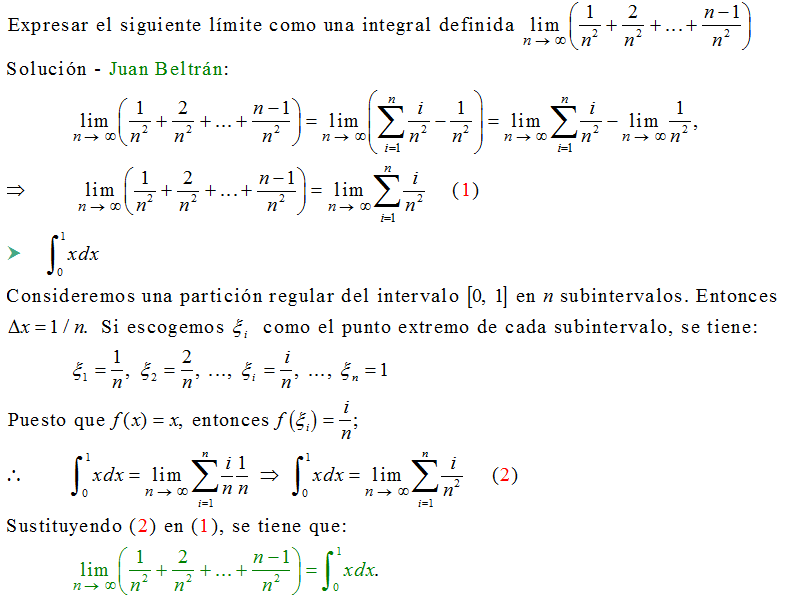 Calculo Integral: Expresar un límite en el infinito como una integral ...