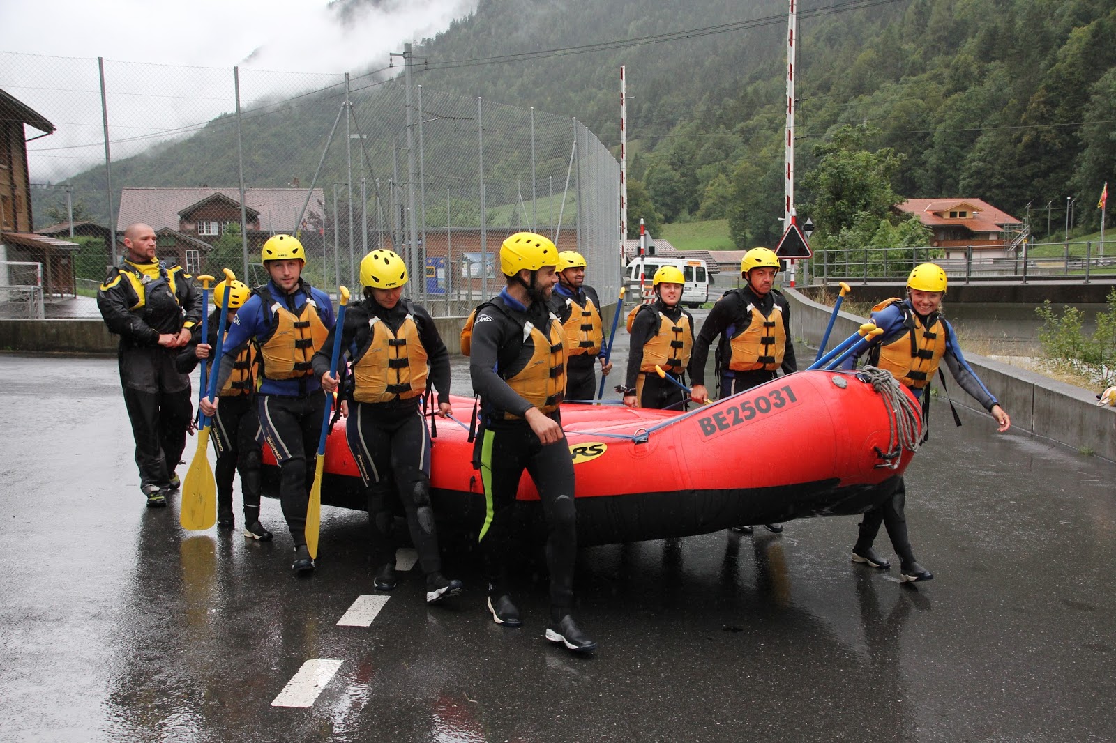 White Water Rafting In The Glacial River Of Interlaken, Switzerland