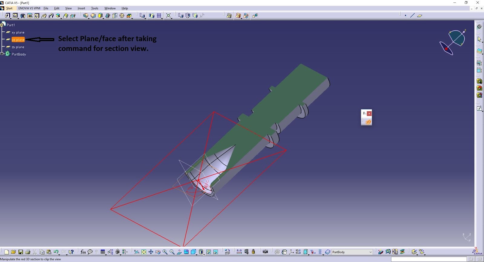 Design Tech Academy: Section view/Cut (Dynamic Sectioning) in CATIA