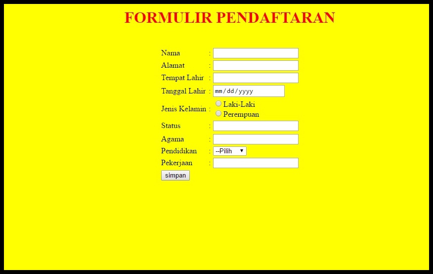 CARA MUDAH MEMBUAT FORM PENDAFTARAN SEDERHANA DENGAN HTML + CSS