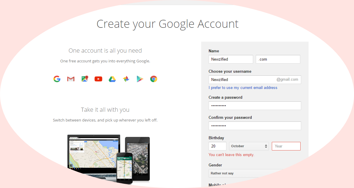 My Unique mail: Googlemail.com (accounts.google.com.SignUp)