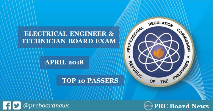 PRC RESULT: April 2018 Electrical Engineer REE, RME board exam top 10 ...