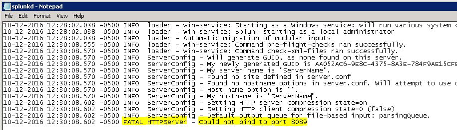 Splunk Forwarder Port Binding