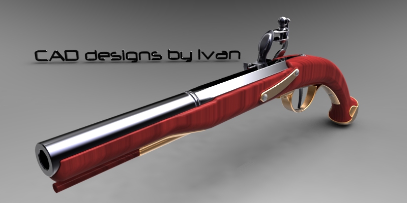 CAD designs by Ivan: Flintlock pistol (free CAD download file)