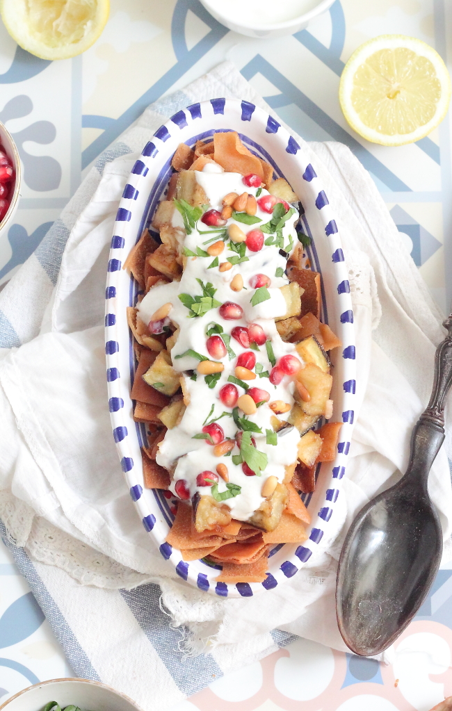 Fetteh d'aubergines فتة باذنجان