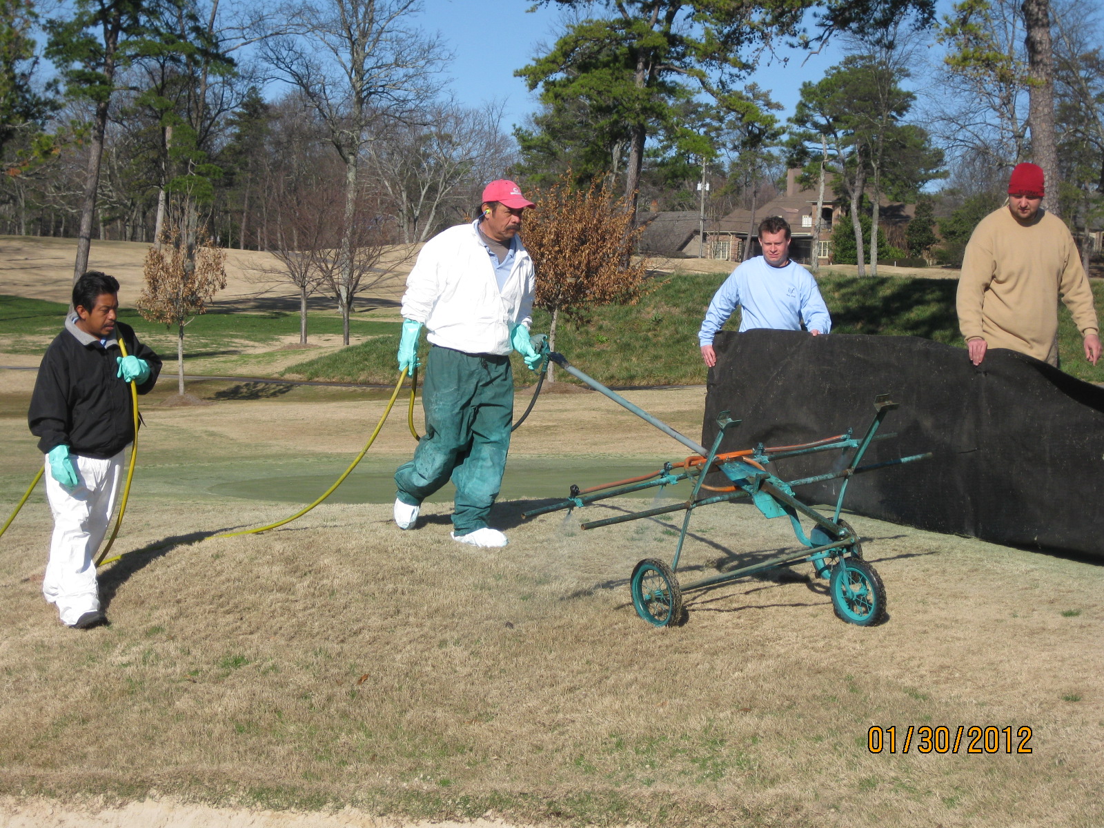 Vestavia Country Club Golf Course Maintenance: Spraying poa around greens