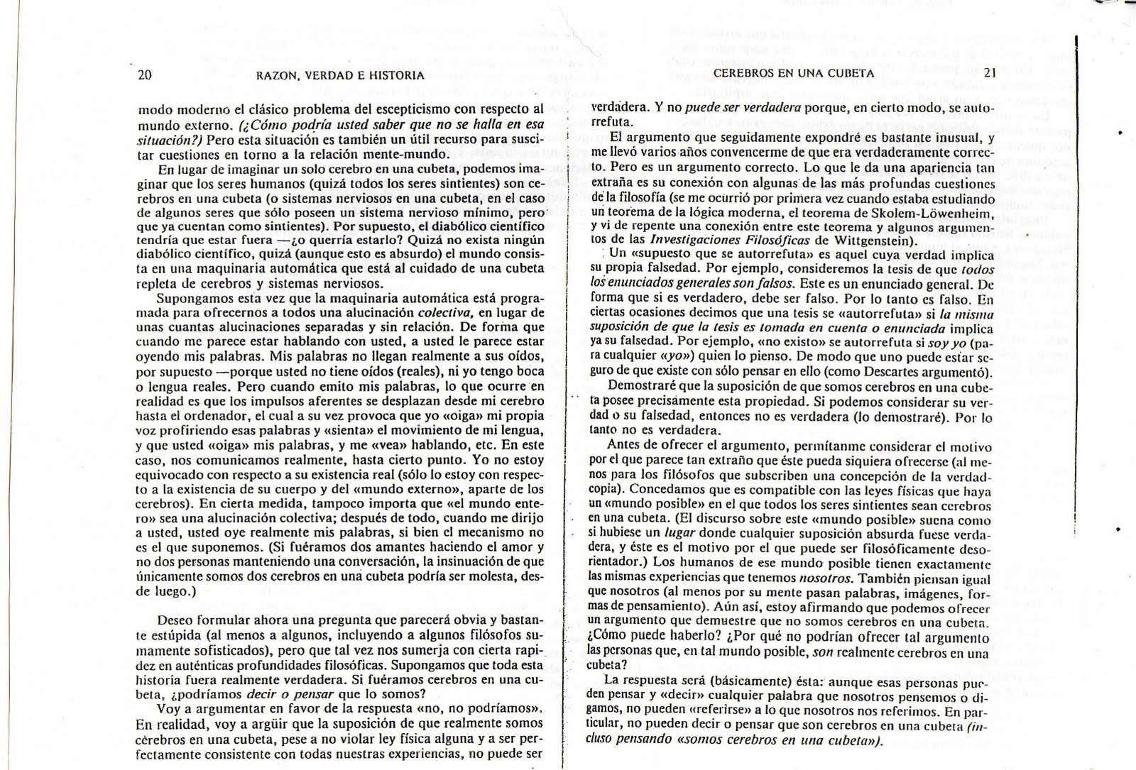 AVE FENIX: Cerebros en una cubeta, Hilary Putnam AVE FENIX: Cerebros en una cubeta, Hilary Putnam