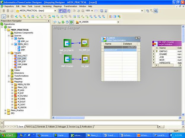 Union Transformation in Informatica