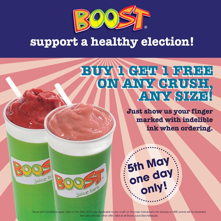 I Love Freebies Malaysia: Promotions > Boost Juice Bars Buy 1 FREE 1 ...