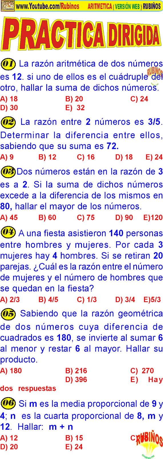 RAZONES Y PROPORCIONES PROBLEMAS RESUELTOS