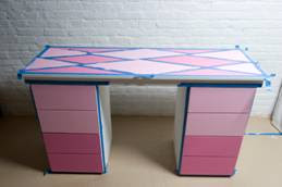 Condo Blues: How to Paint a Color Block School Desk