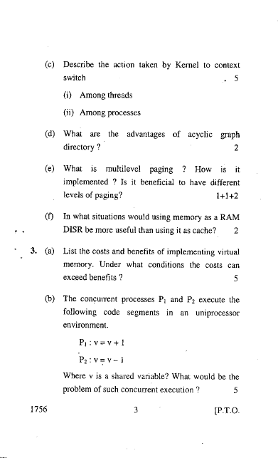 GNDU Operating System PGDCA II Semester 2012 Question Paper ...