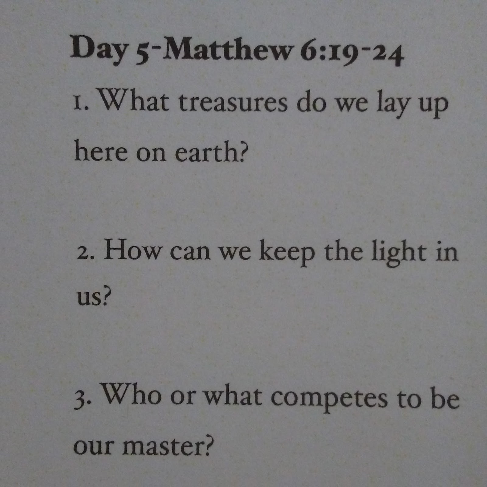 First Fruits of the Day: Matthew 6:19-24 - Bible Study Challenge Day 5