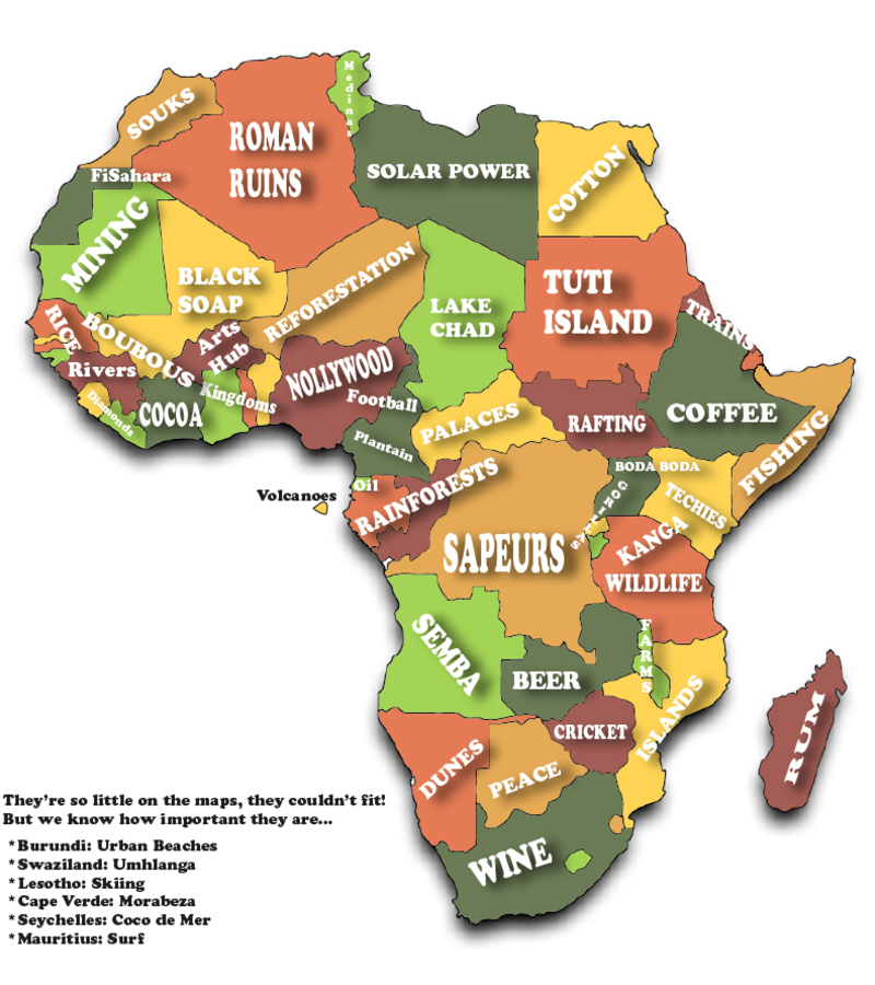 Fun map of Africa: What else is your good country famous for? - Vivid Maps