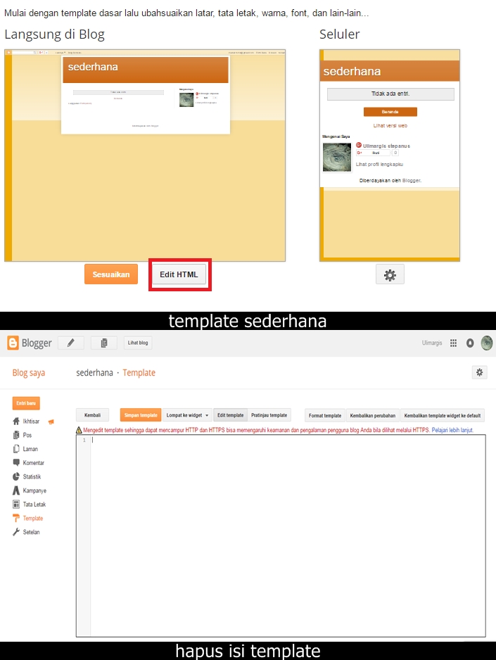 Blogger dengan Template Kosong atau blank - ulimargis