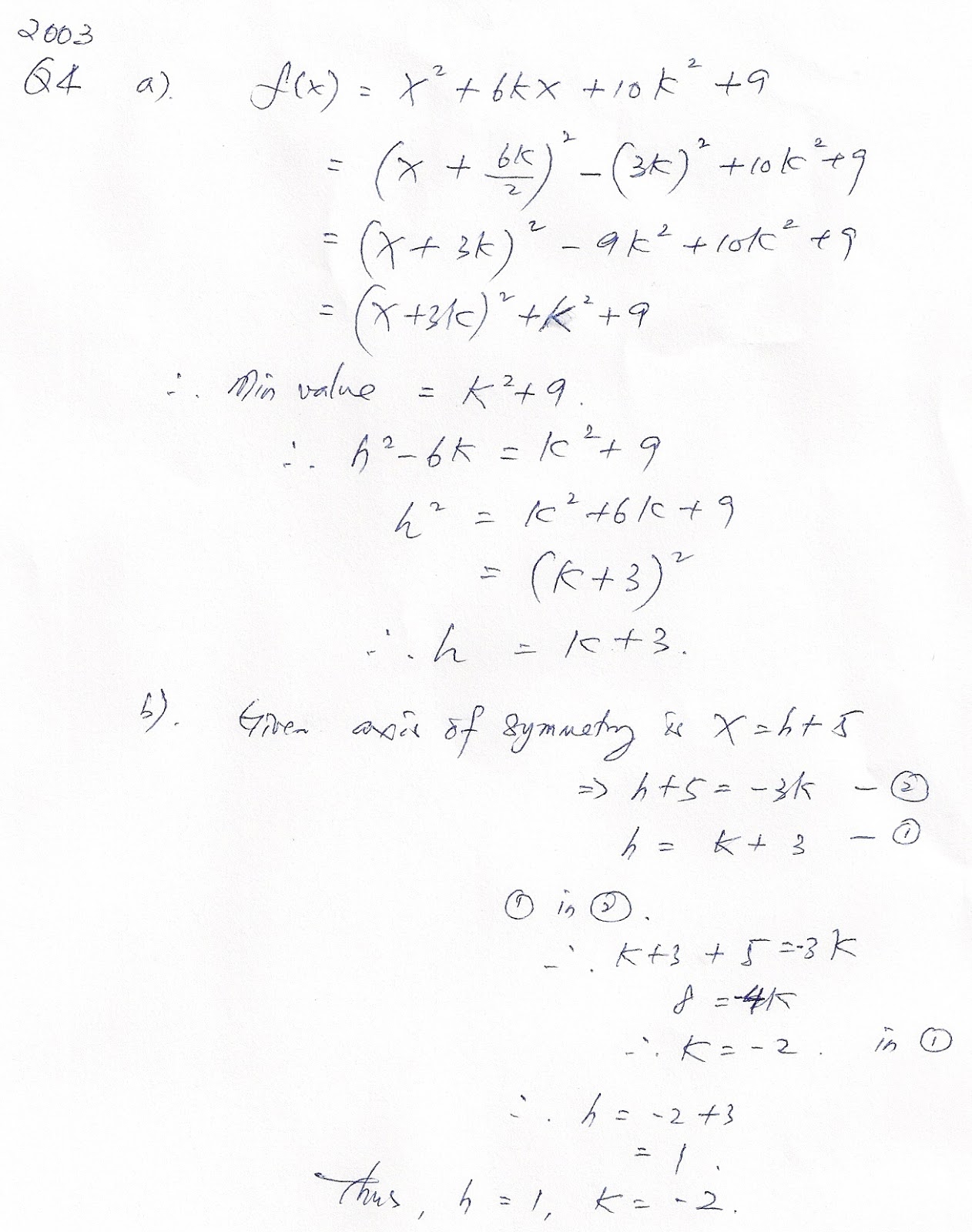 Spm A Maths Questions And Answers Workings Shown Chapter 3 Quadratic Functions