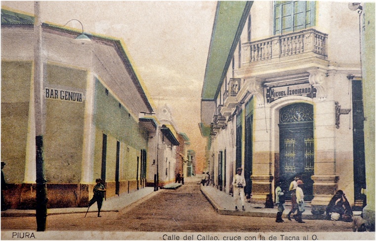 PIURA NOSTALGIA: Postal Antigua de Piura - Calle Callao esquina calle Tacna