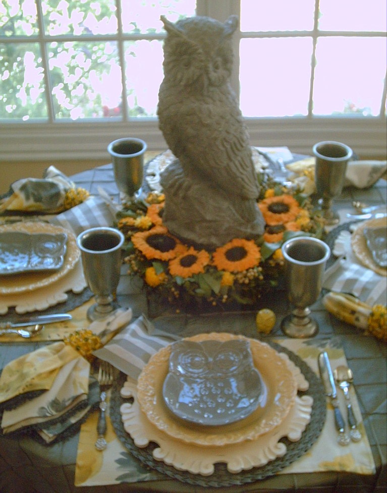 Candlelight Supper: Owls & Sunflowers Tablescape