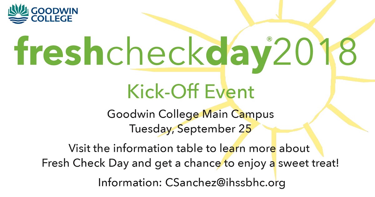 Goodwin University Student News: Fresh Check Day is Coming