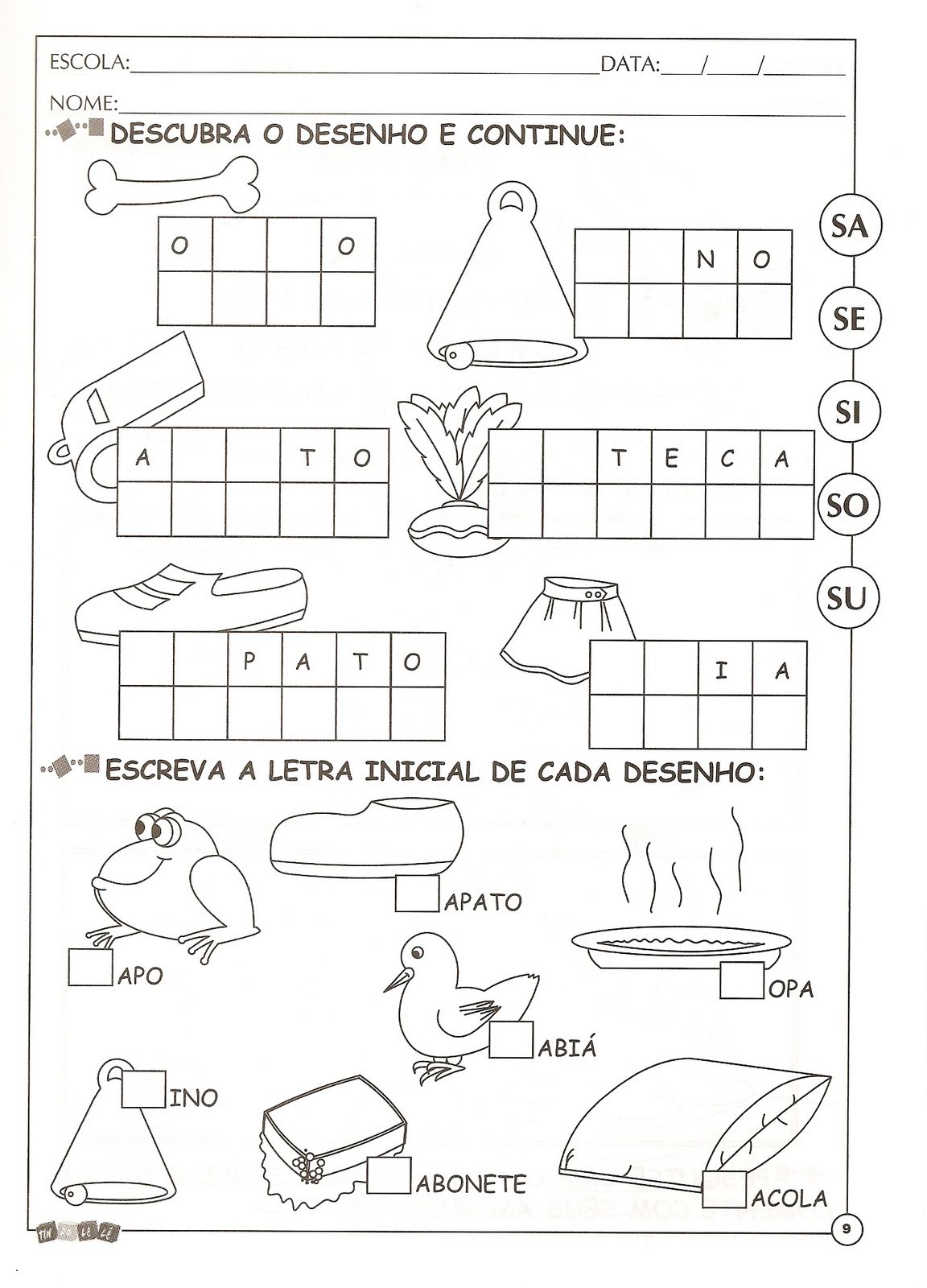 Paraíso da Alfabetização: Atividades de alfabetização com a letra S