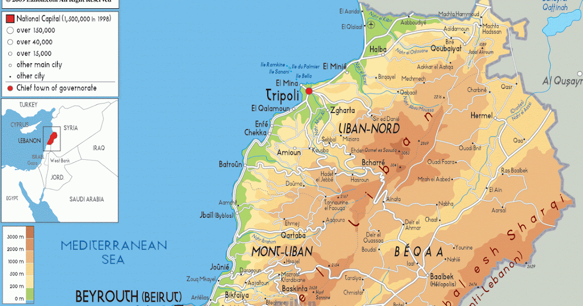LEBANON - GEOGRAPHICAL MAPS OF LEBANON ~ Klima Naturali™
