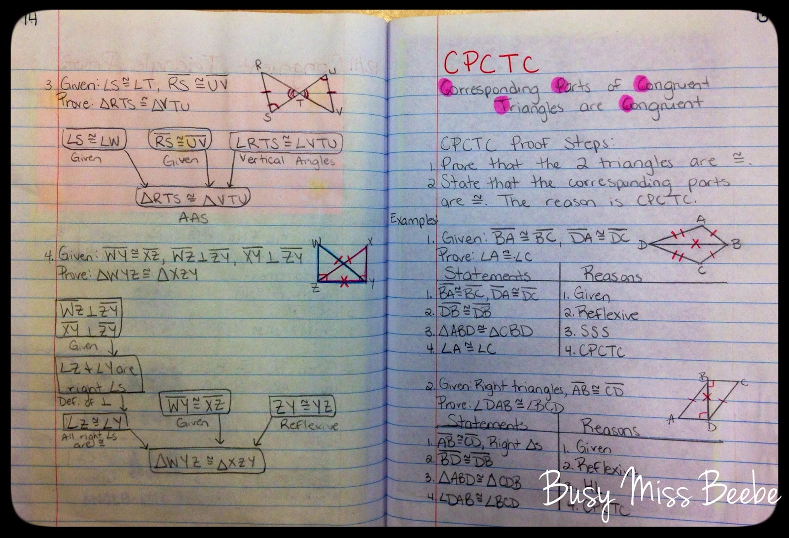 Busy Miss Beebe: 2014-2015 Geometry INB Unit 5 (Congruent Triangles)