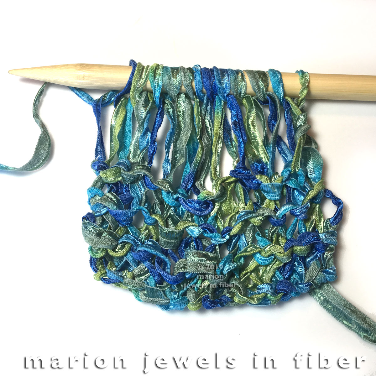 Marion Jewels in Fiber - News and Such: Knitted Scarf with Silk Ribbon ...