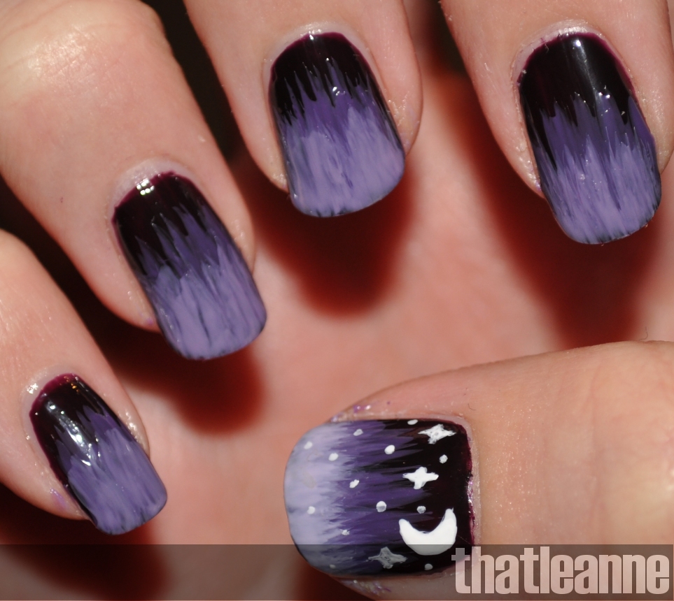 thatleanne: Purple Starry Nights nail art tutorial!