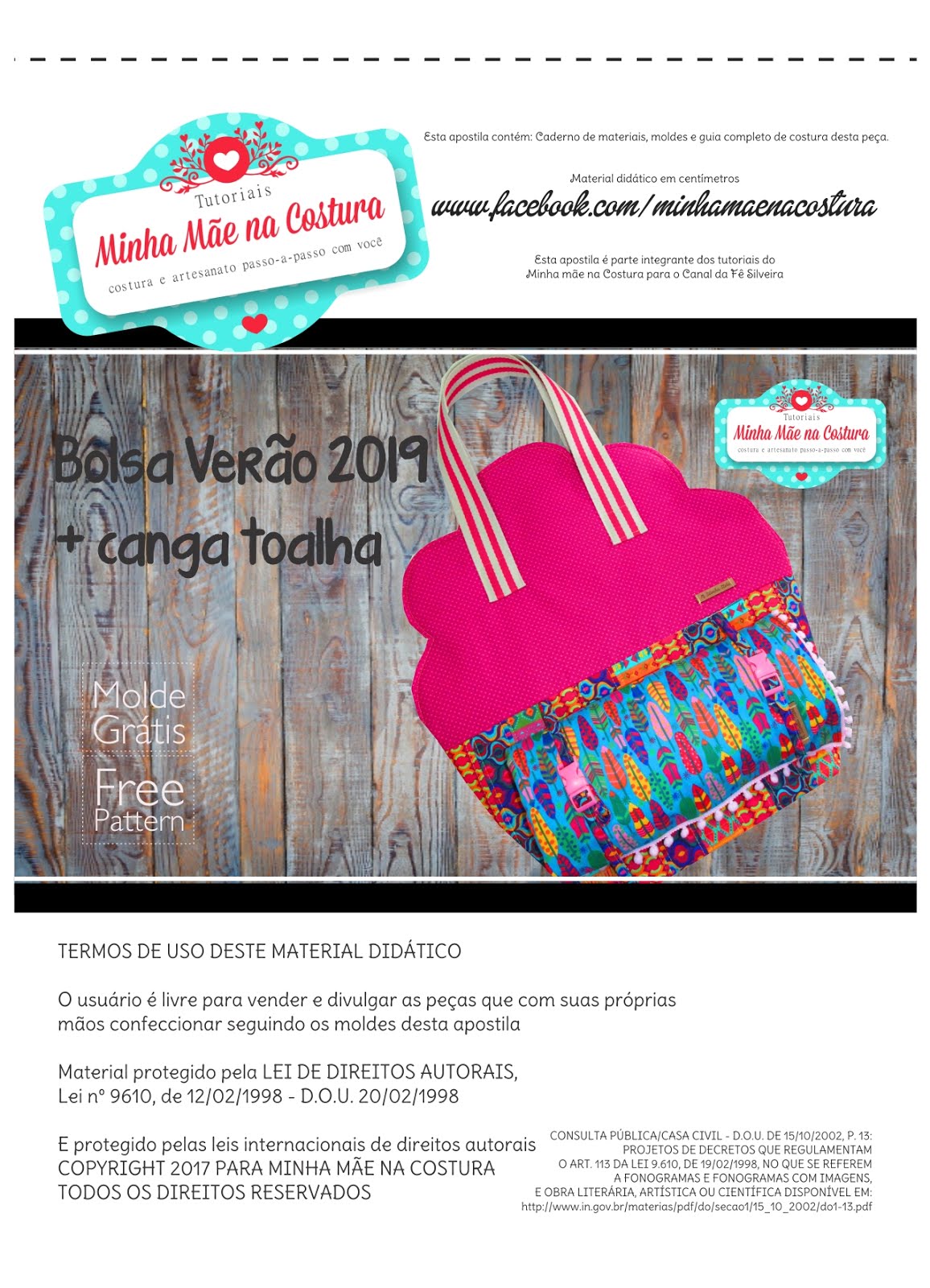 Maria & Fê Crafts : Molde Bolsa verão 2019 e canga toalha