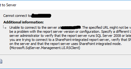 Not able to connect Reporting Services Through SSMS in SQL Server 2016