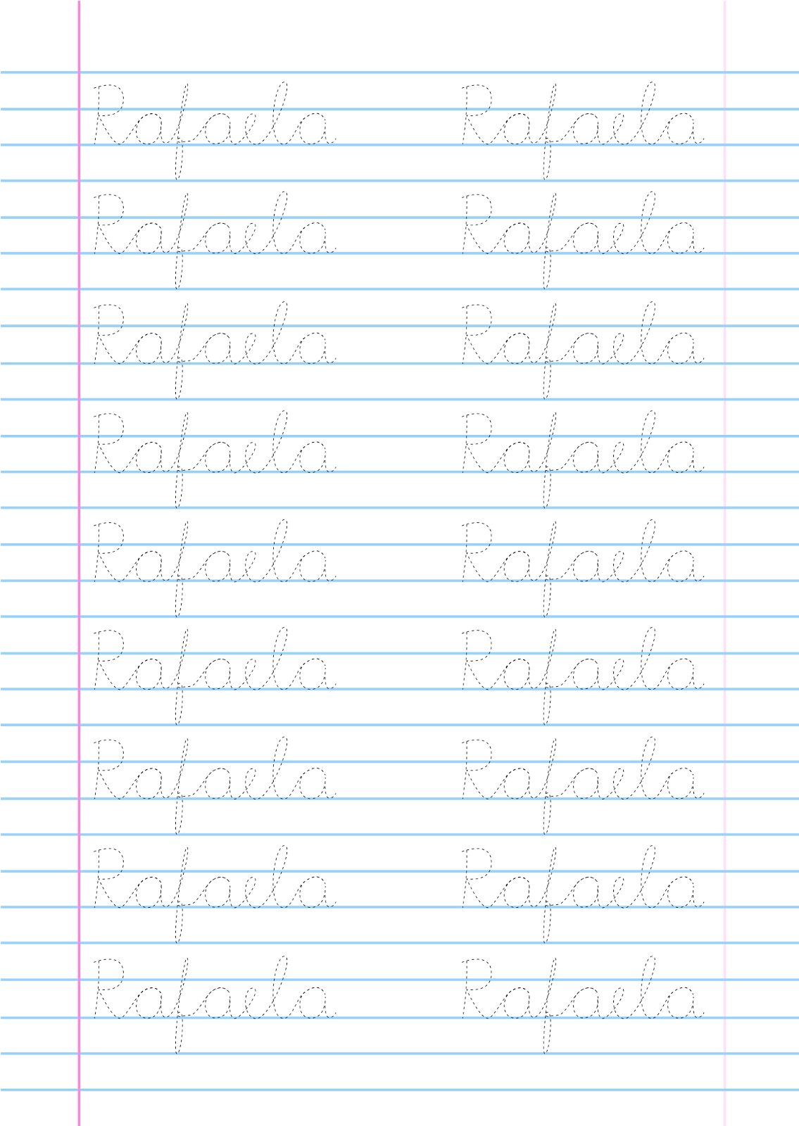 Nome pontilhado para imprimir Rafaela