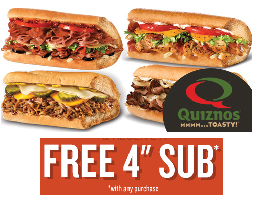Quiznos Subs: Free 4" Sub With Any Purchase - App Download Required ...