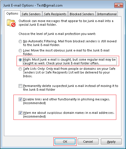 How to enable Phishing Warning in Microsoft Outlook