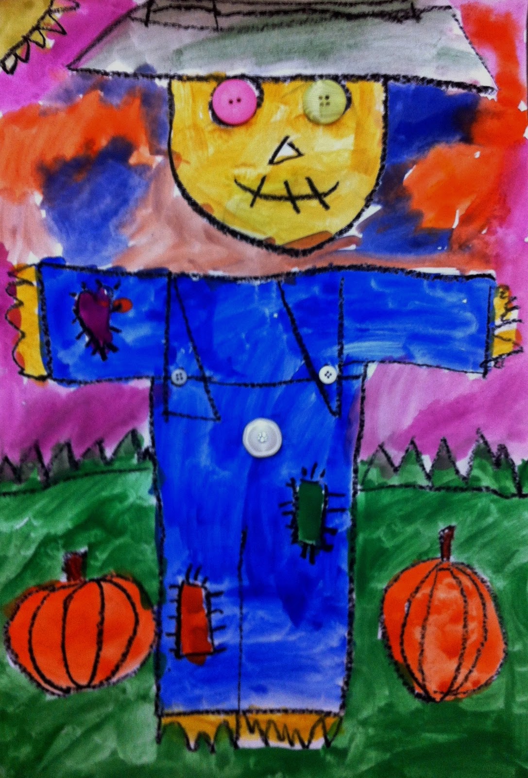 Mrs. Nohelty's Art Lab: 1st Grader Geometric Shape Scarecrows