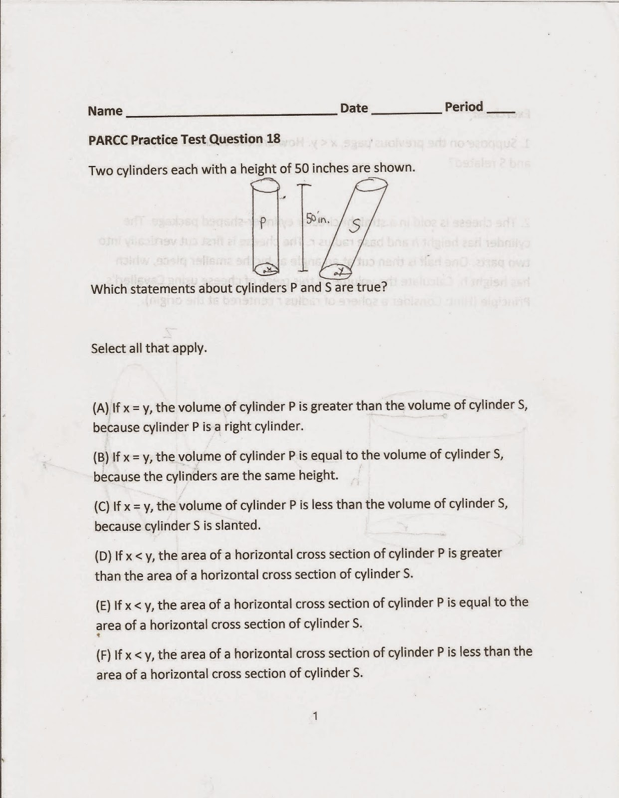 Geometry, Common Core Style: PARCC Practice Test Question 18 (Day 163)