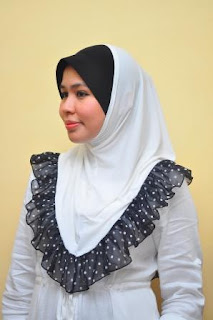 Qaseh: Tudung Awning Renda Chiffon Polka Dot