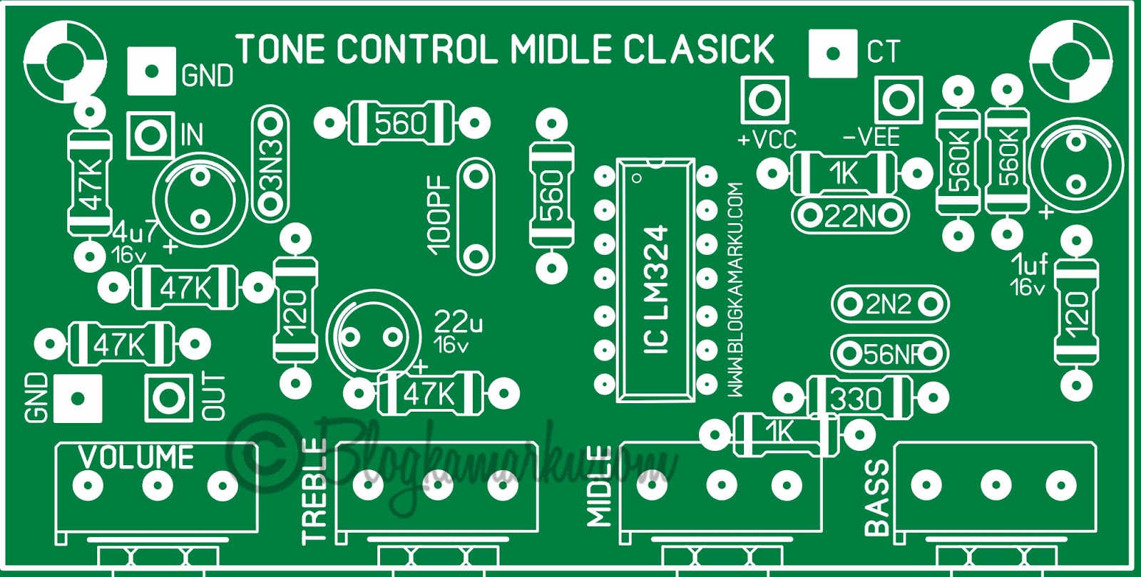 Tone Control Mono With Midle Clasik Layout PCB – BLOGKAMARKU