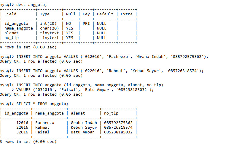 Melakukan INSERT UPDATE DELETE Data Pada Table Database Perpustakaan