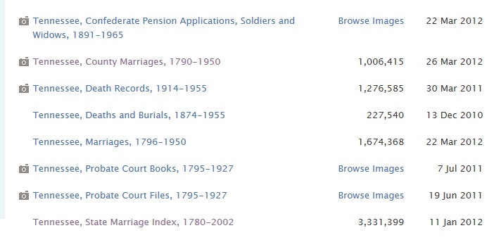 RootDig.com: Tennessee Marriages on FamilySearch